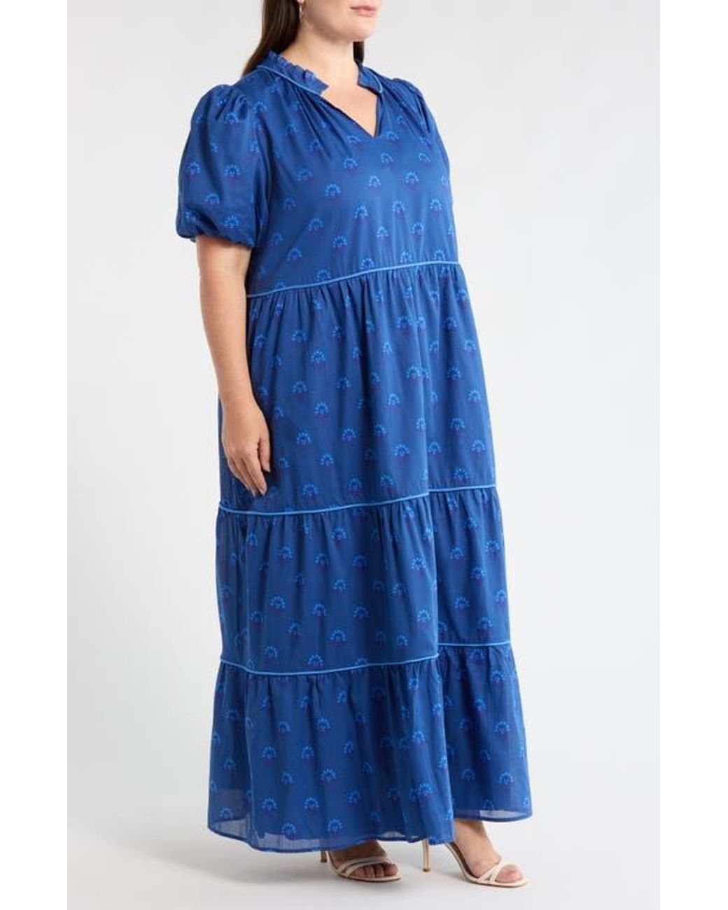 Sugarlips Briza Medallion Renley Tiered Maxi Dress in Blue | Lyst