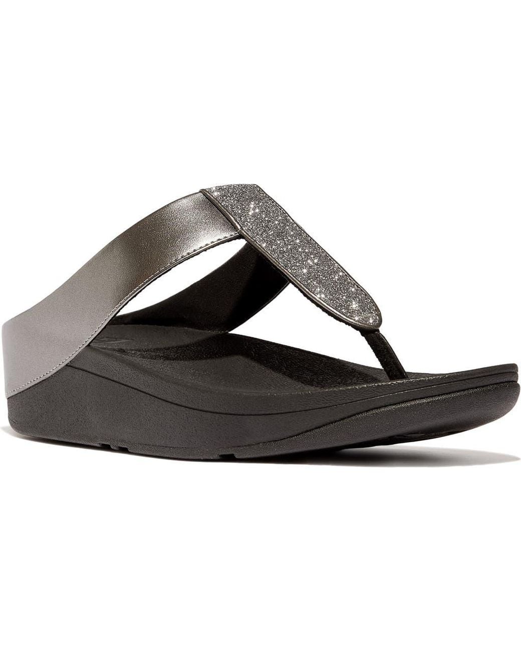 Fitflop Fino Platform Wedge Flip Flop in Black | Lyst