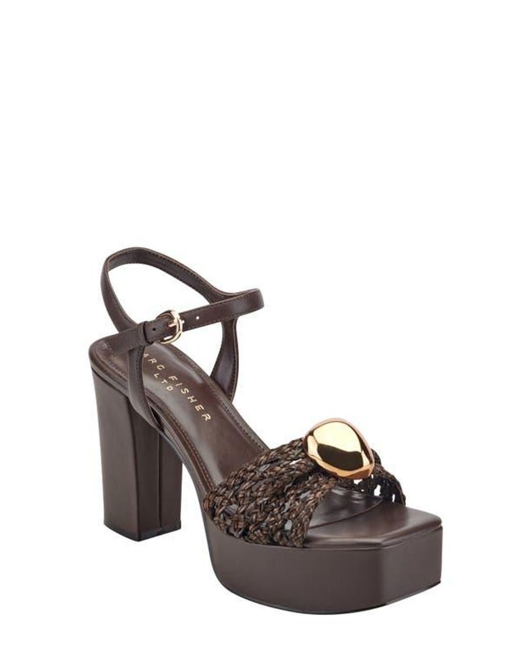 Marc Fisher Cabell Ankle Strap Platform Sandal in Brown | Lyst