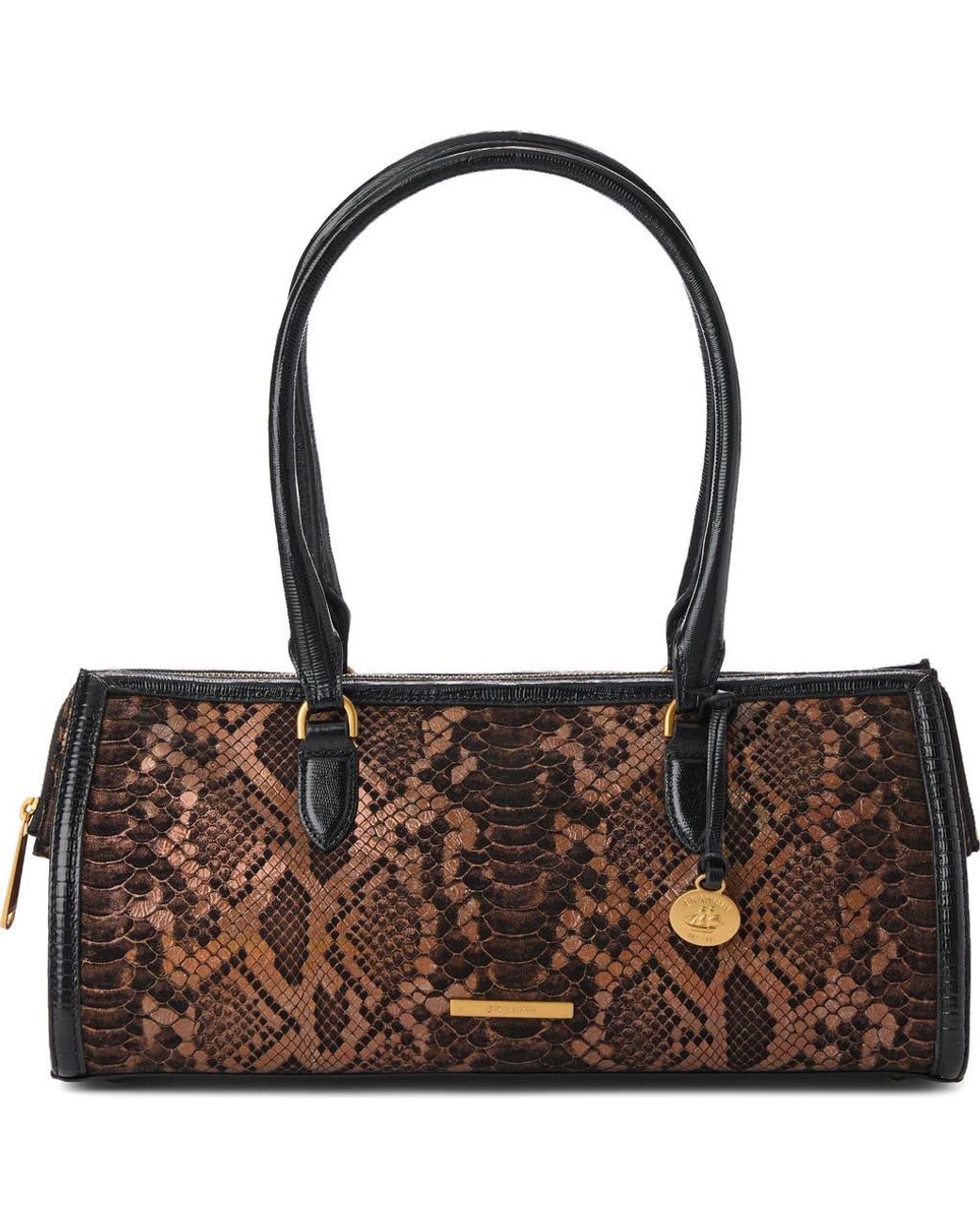 Brahmin Sophia Croc Embossed Leather Satchel in Brown | Lyst