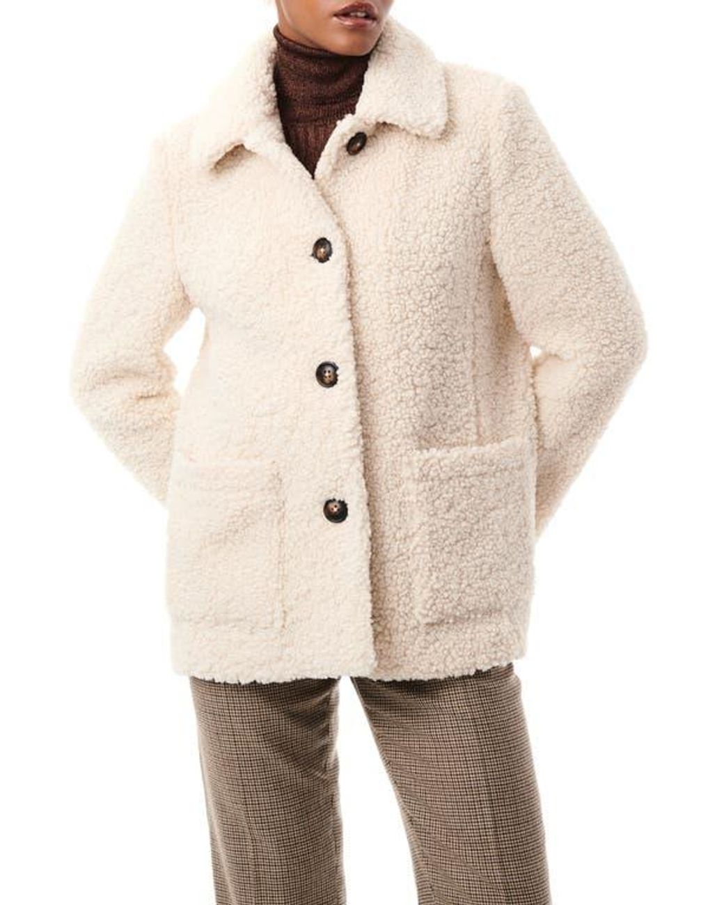 Bernardo Cozy Faux Shearling Barn Jacket in Natural | Lyst
