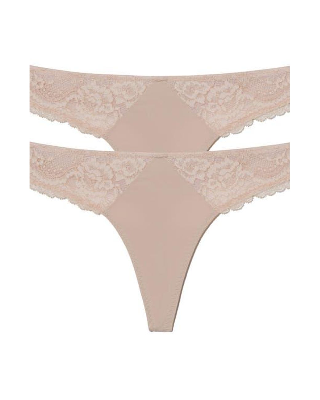 Skarlett Blue Minx Lace Thong 2-Pack in Natural | Lyst