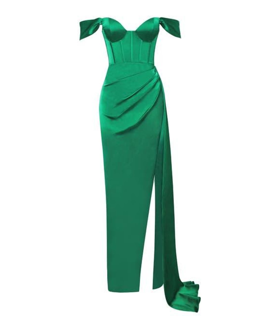 Miss Circle Zayda Draped Satin Corset Gown in Green | Lyst