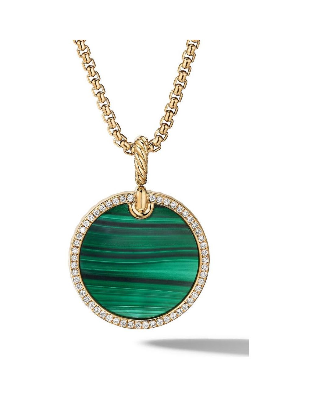David Yurman Elements 18K Disc Pendant With Pavé Diamond Rim in Green ...