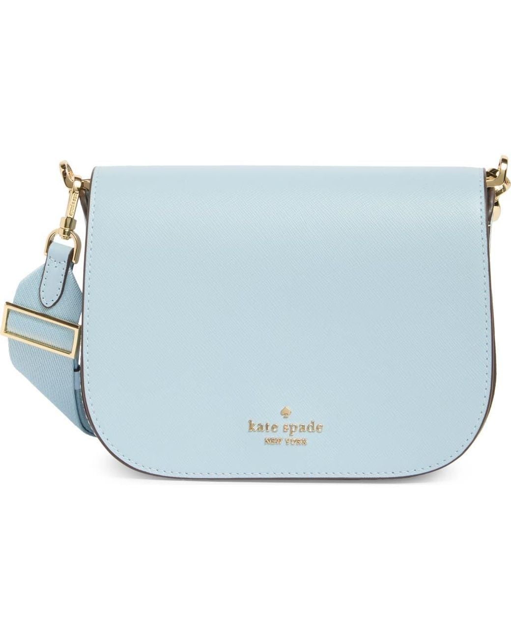Kate Spade Madison Saffiano Leather Saddle Bag in Blue | Lyst