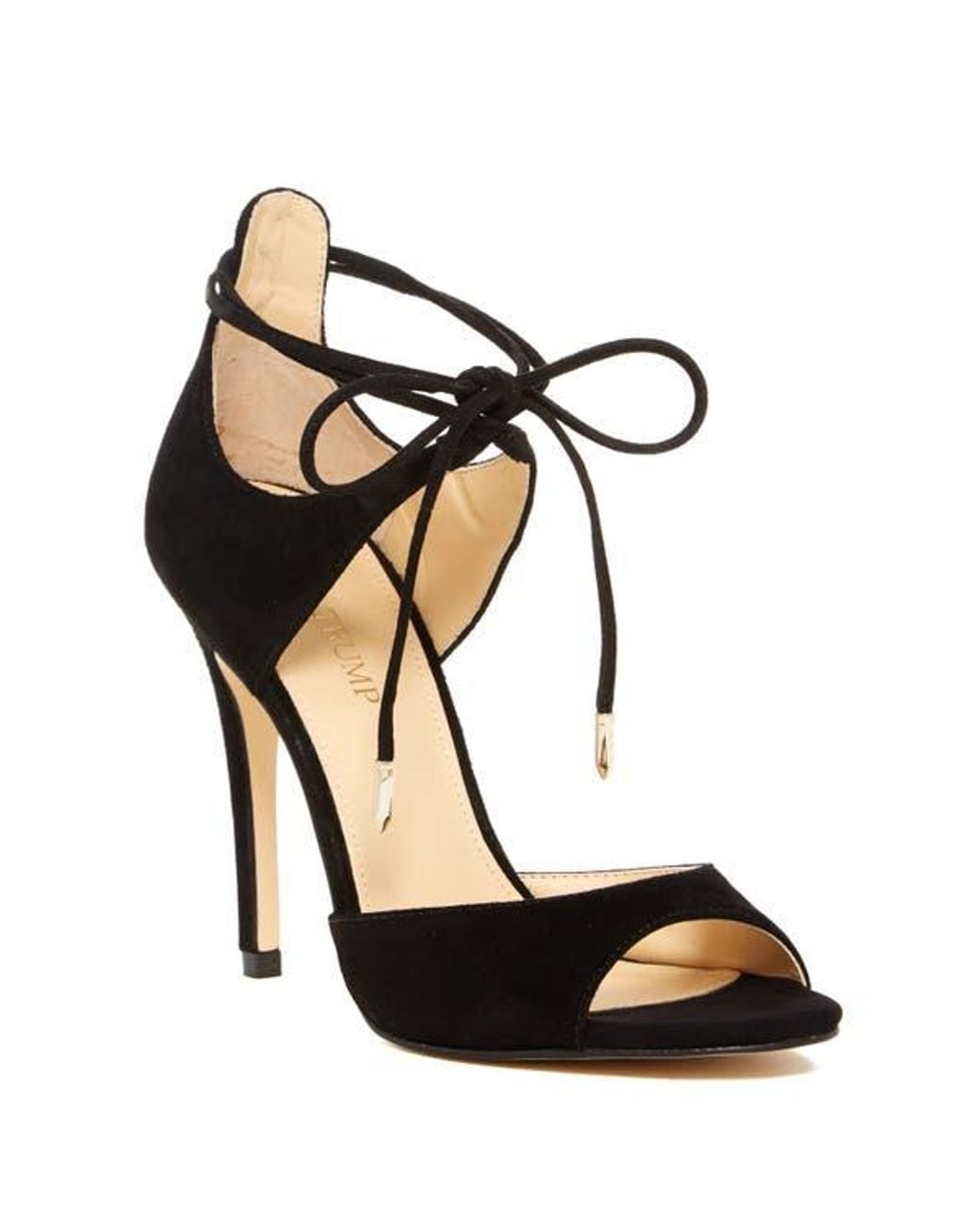 Ivanka Trump Holidae Ankle Tie Heeled Sandal in Black | Lyst