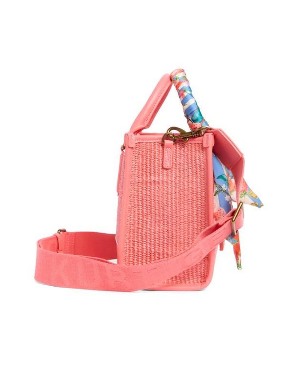 Kurt Geiger Small Chiswick Raffia Tote in Pink | Lyst