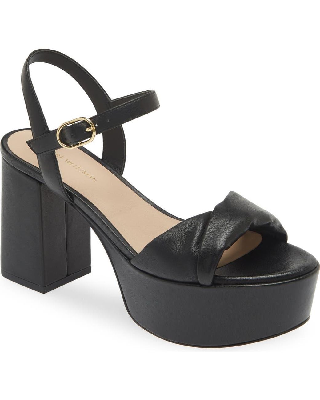 Stuart Weitzman Everly Block Heel Platform Sandal in Black | Lyst