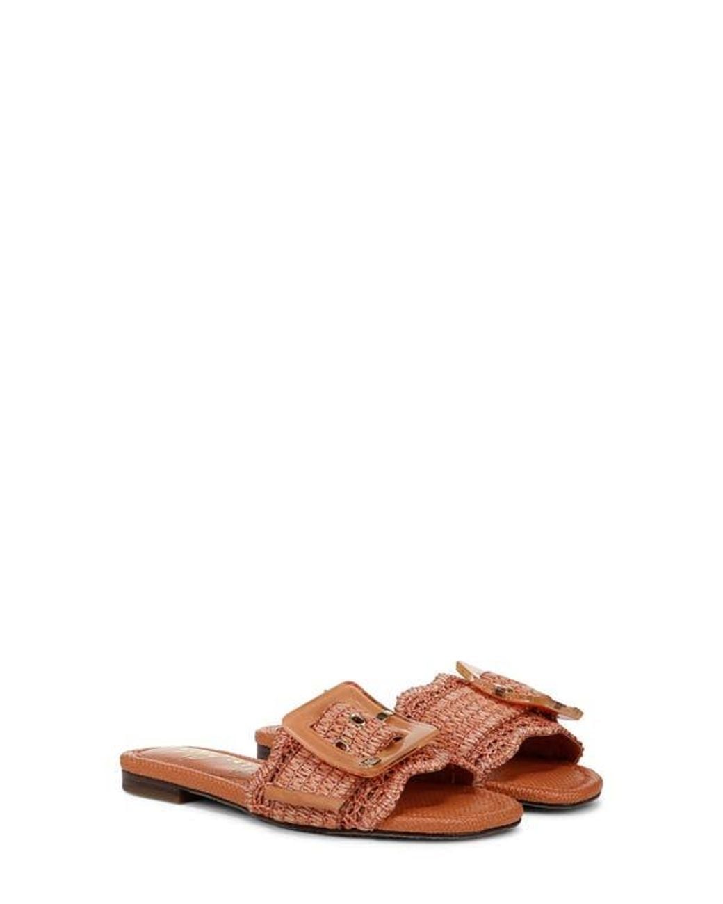 Sam Edelman Bambi Raffia Buckle Slide Sandal in Brown | Lyst