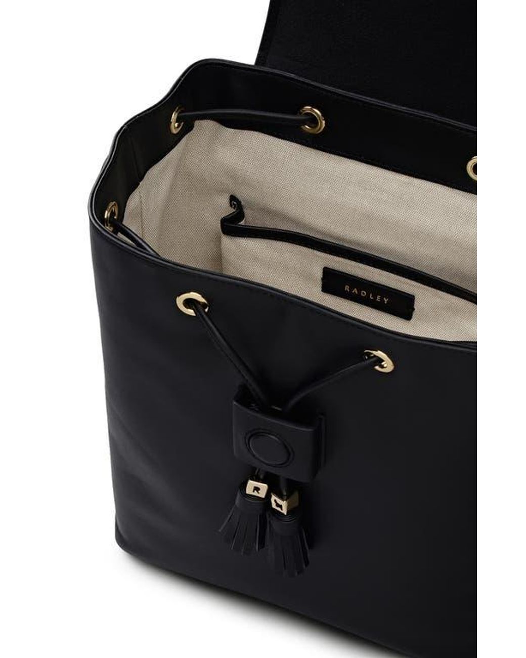 Radley Noble Alley Small Leather Flapover Backpack in Black | Lyst