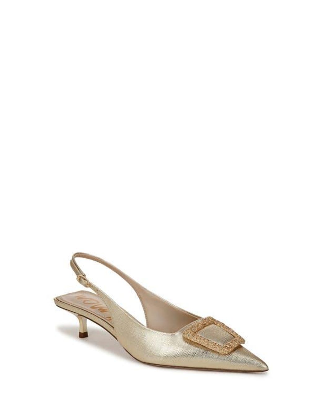 Sam Edelman Kammie Slingback Pointed Toe Kitten Heel Pump in Natural | Lyst