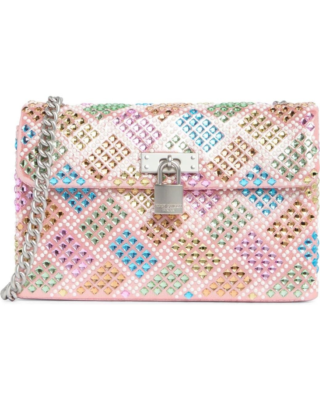 Kurt Geiger Mini Brixton Crystal Lock Bag in Pink | Lyst