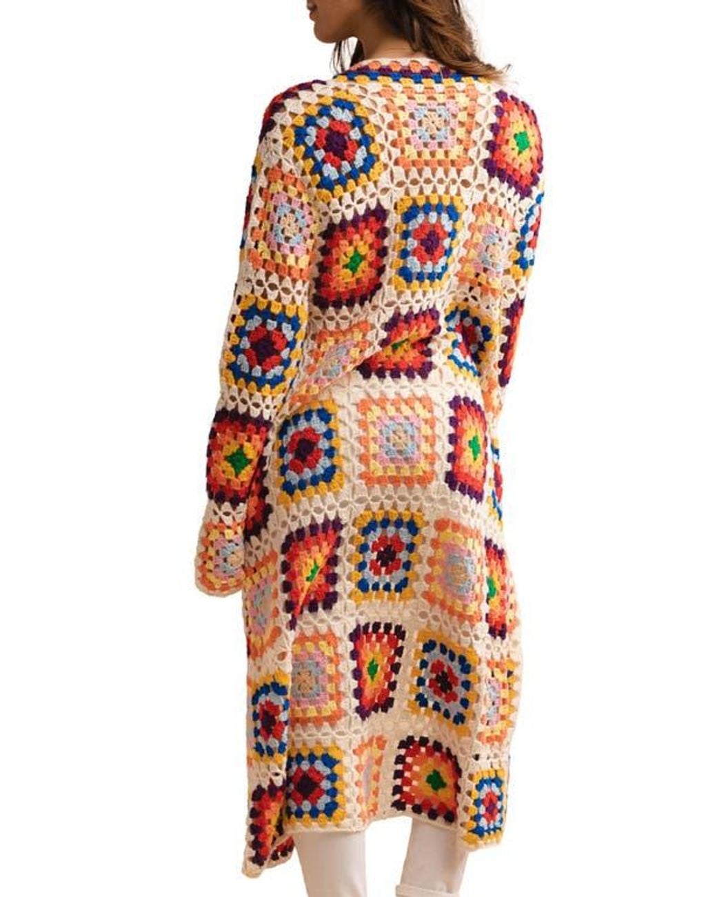 Saachi Granny Square Crochet Longline Cardigan in Orange | Lyst