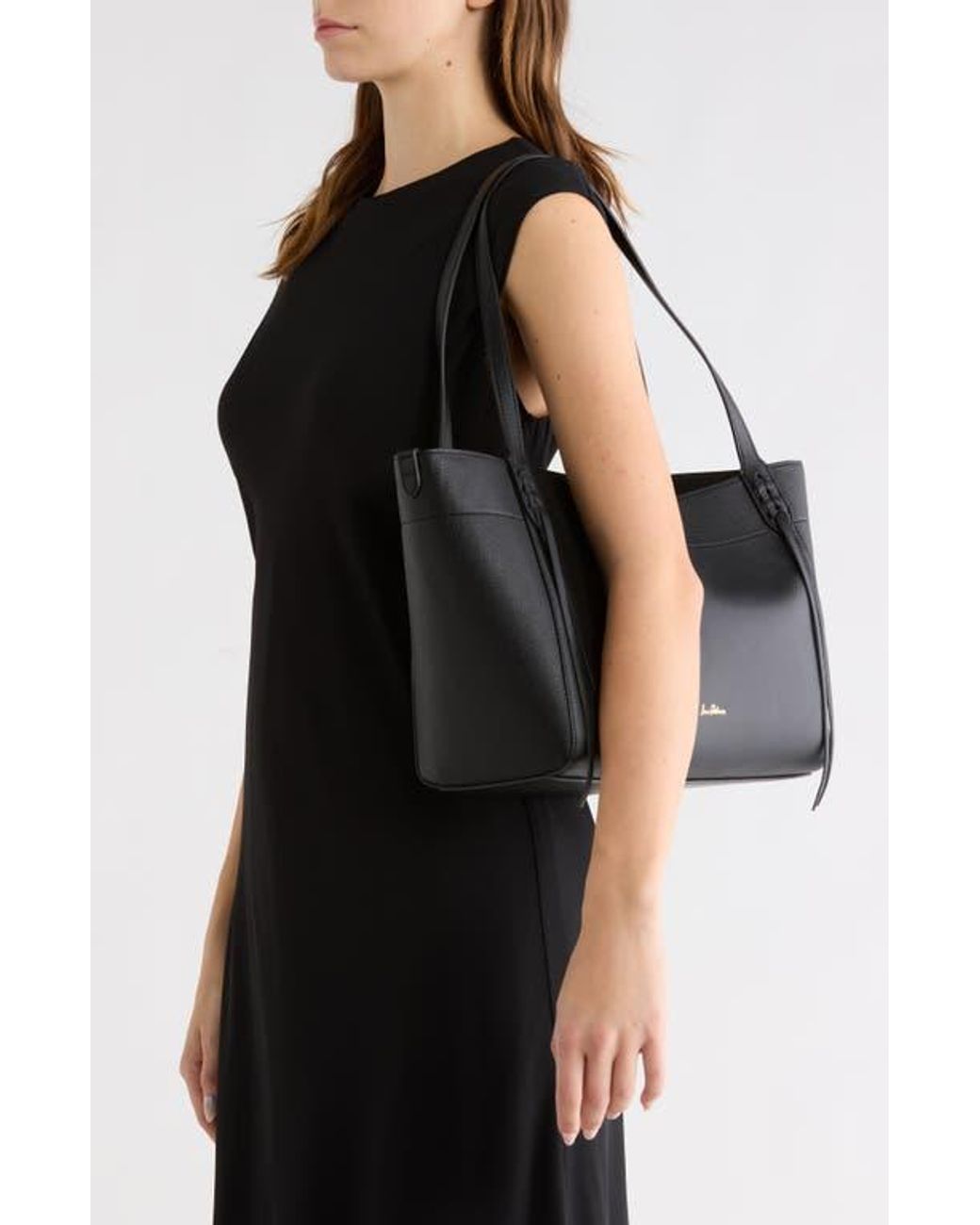 Sam Edelman Hellen Pebbled Leather Tote Bag in Black | Lyst