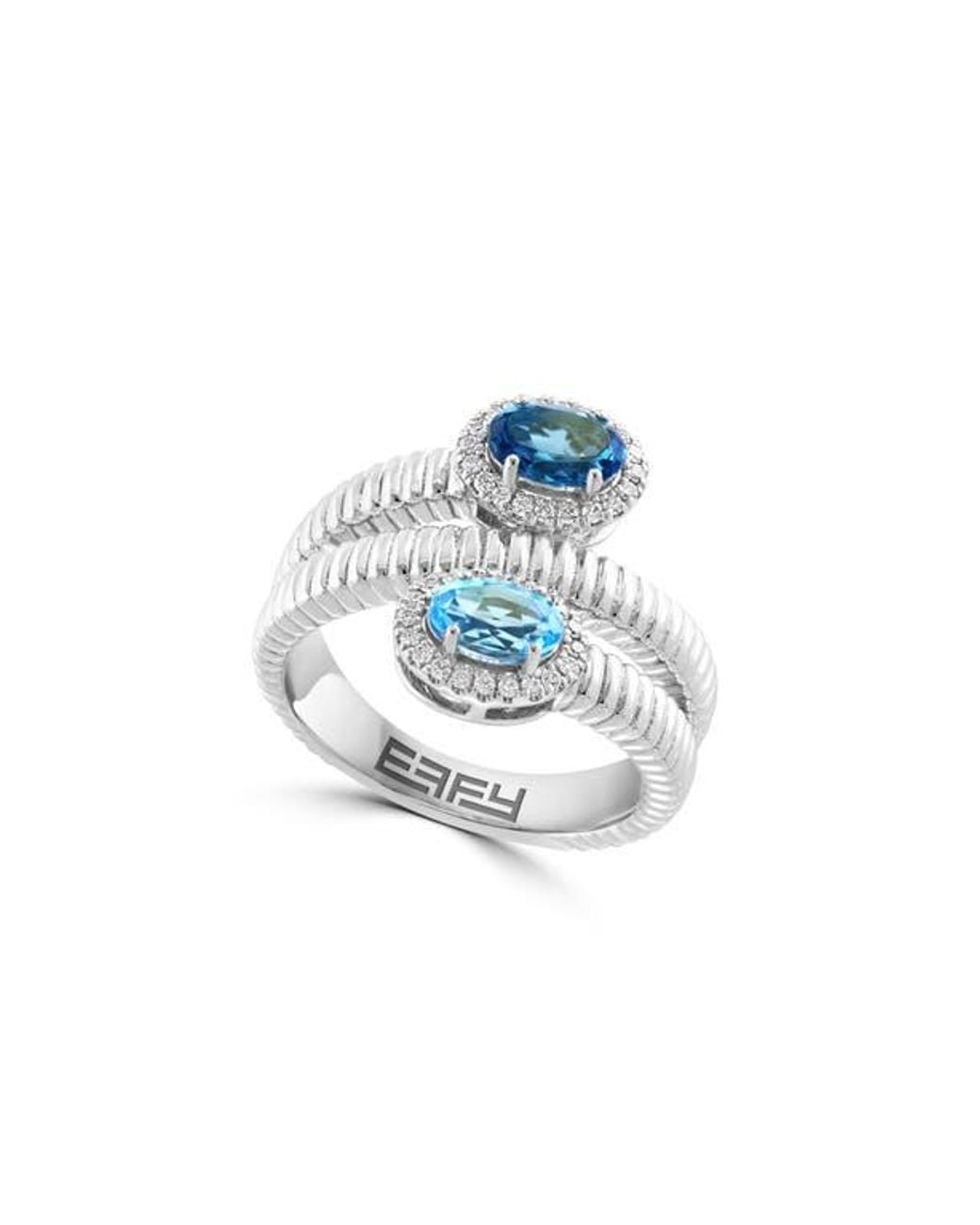 Effy Diamond & Topaz Crossover Ring in Blue | Lyst