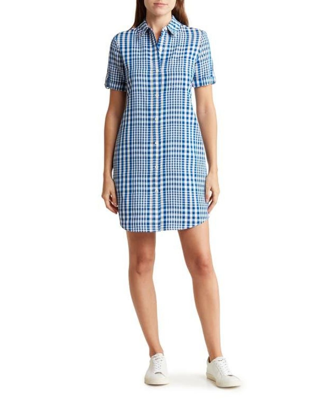 Theory Mayvine Dillon Plaid Shirtdress in Blue | Lyst
