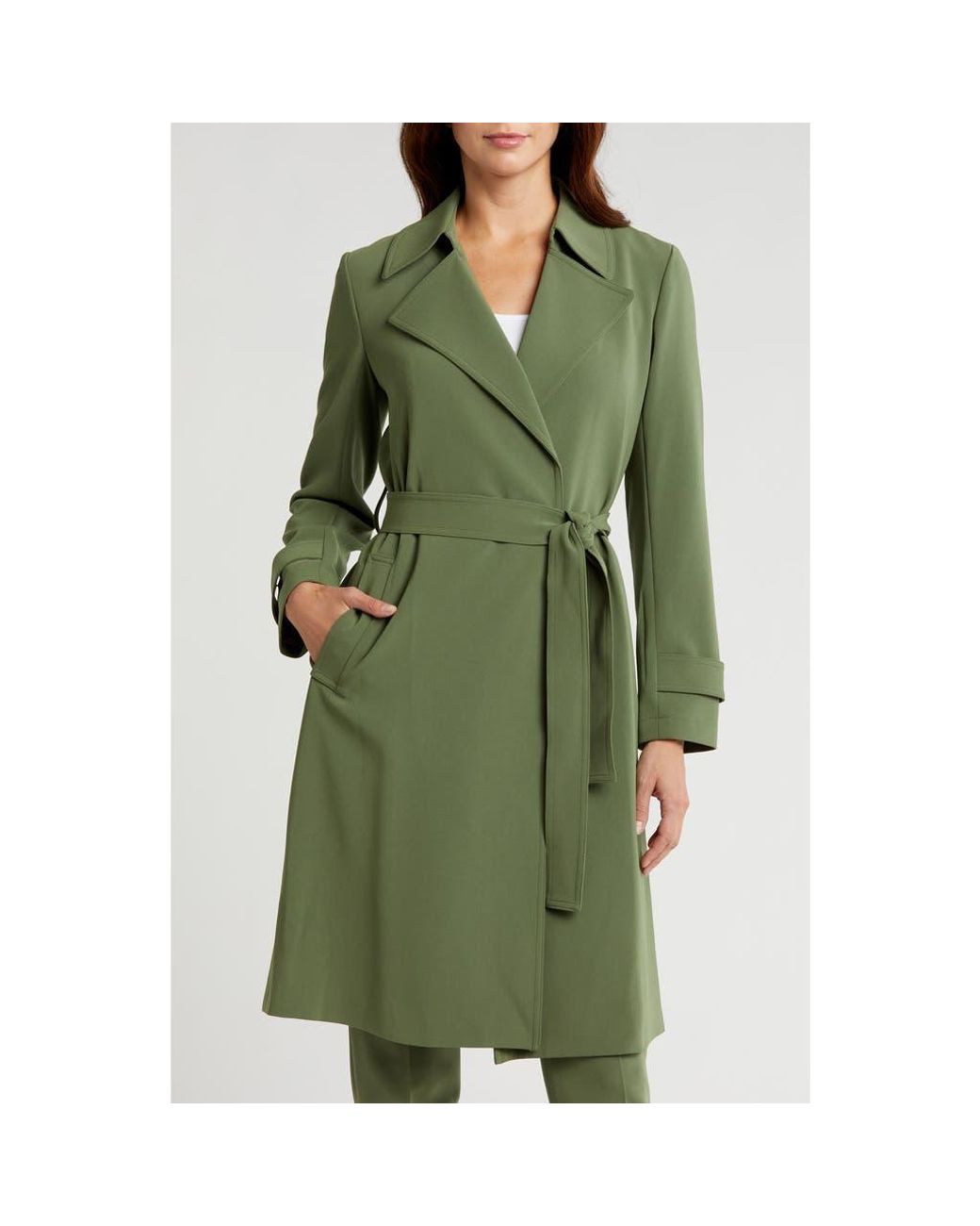 Theory Oaklane Admiral Crepe Trench Coat in Green | Lyst Theory Oaklane Admiral Crepe Trench Coat in Green | Lyst