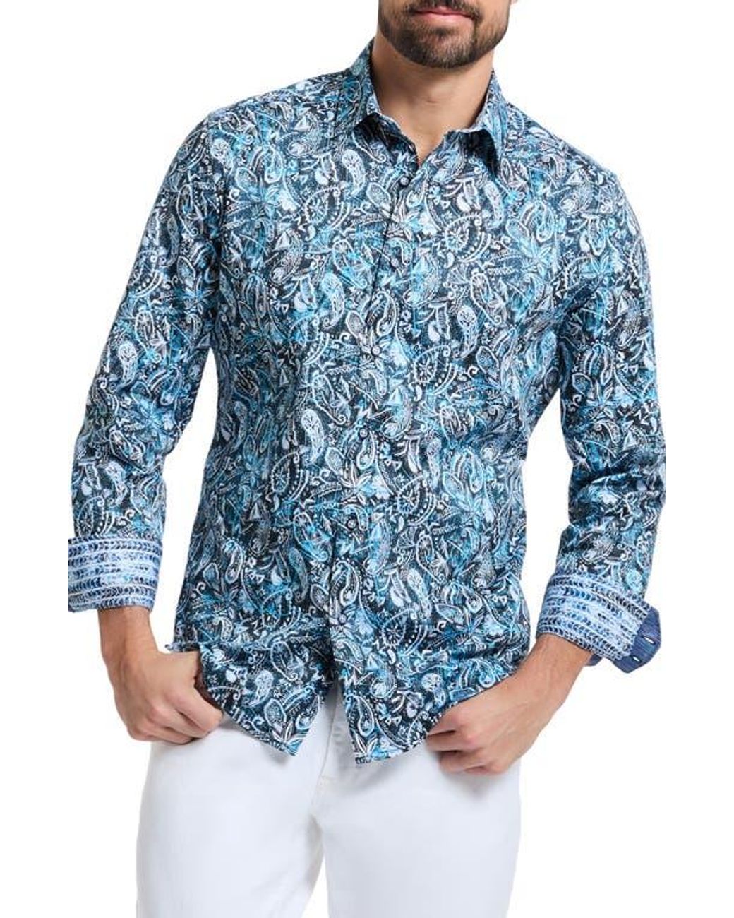 Robert Graham Atwell Long Sleeve Cotton Button-Up Shirt in Blue for Men ...