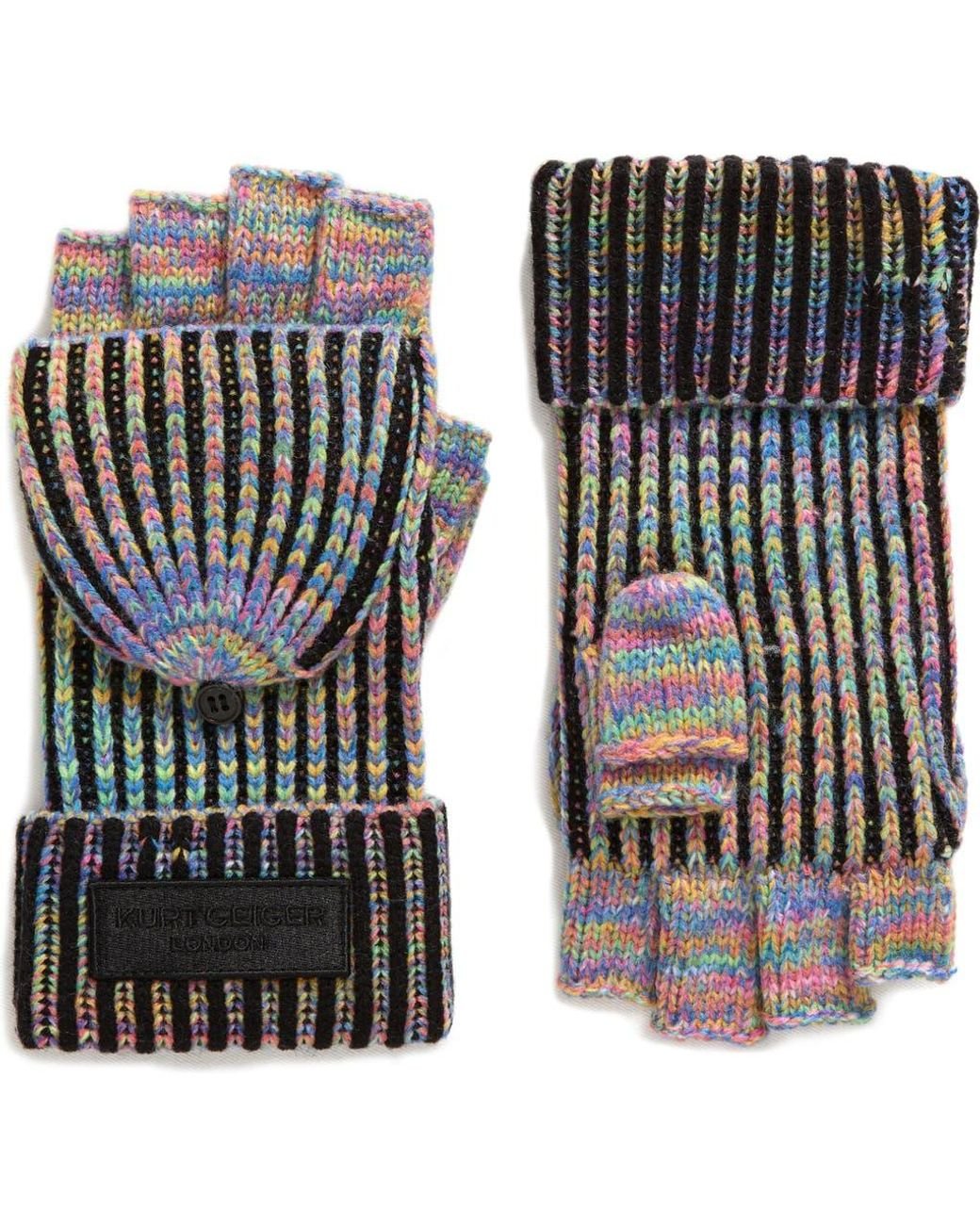 Kurt Geiger Marled Flip Top Mittens in Black | Lyst