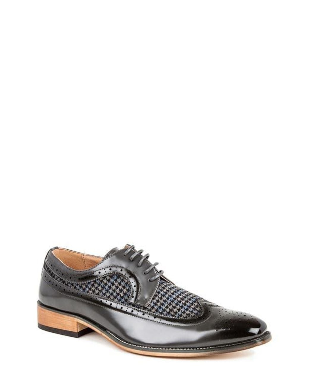 Gino Vitale Houndstooth Wingtip Derby in White for Men | Lyst