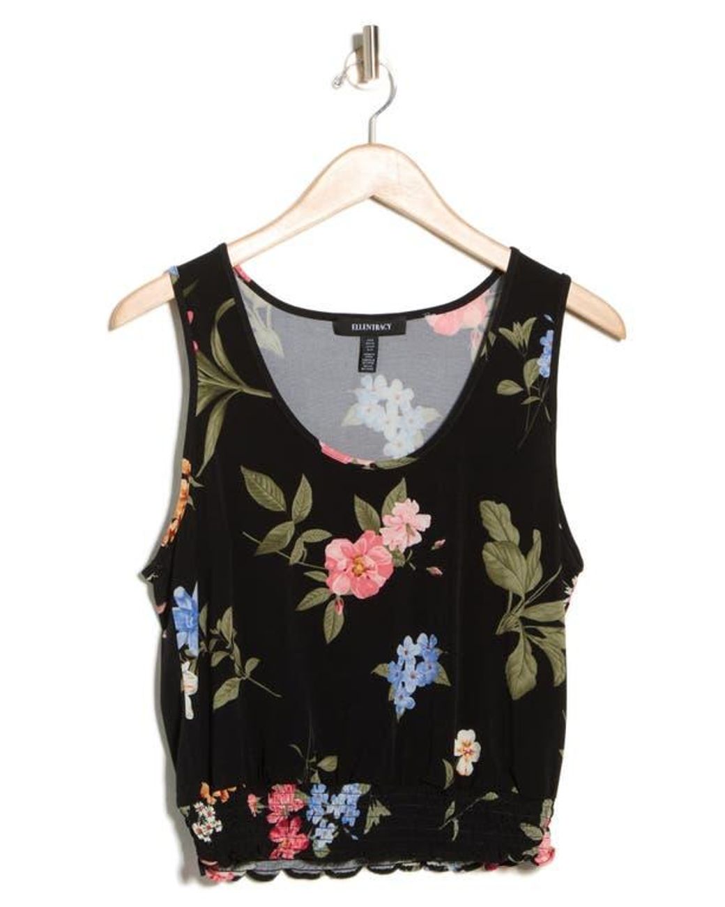 Ellen Tracy Smocked Tank in Black | Lyst