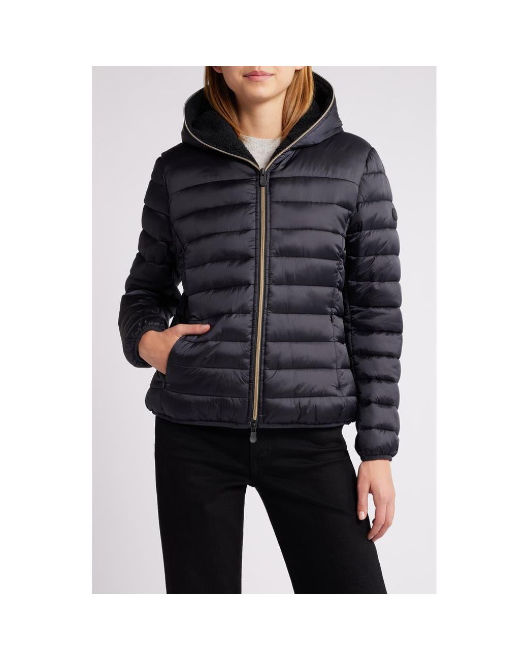Save The Duck Elvira Quilted Water Repellent Hooded Puffer Jacket in Black | Lyst