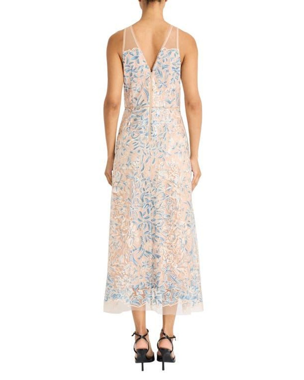 Maggy London Mesh Illusion Gem Gown in Natural | Lyst