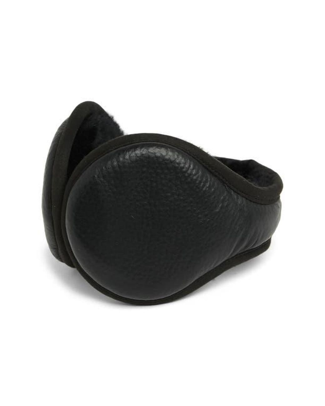 UGG Leather Wrapped Genuine Shearling Ear Muffs in Black for Men | Lyst