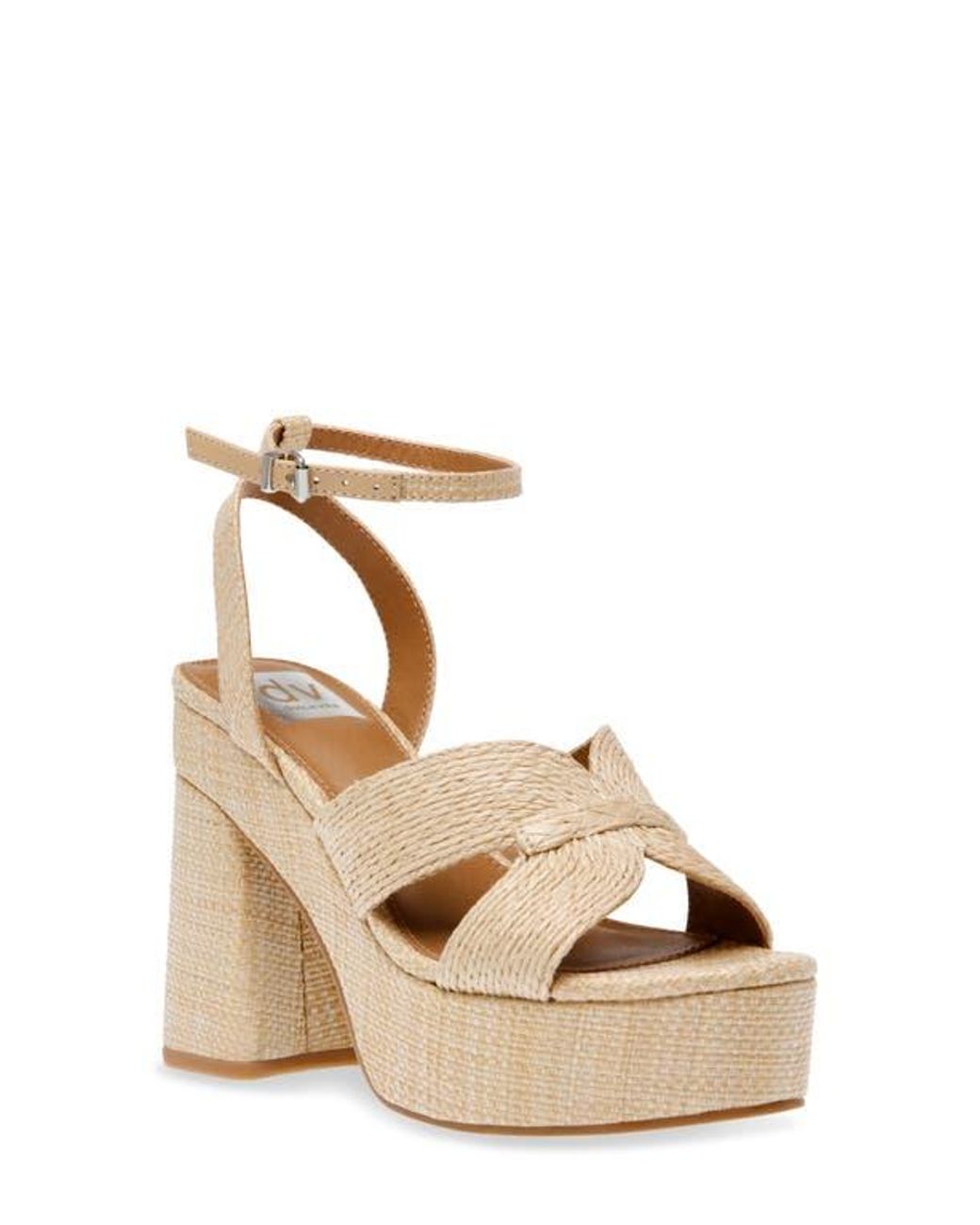 Dolce Vita Waylan Raffia Platform Ankle Strap Sandal in Natural | Lyst