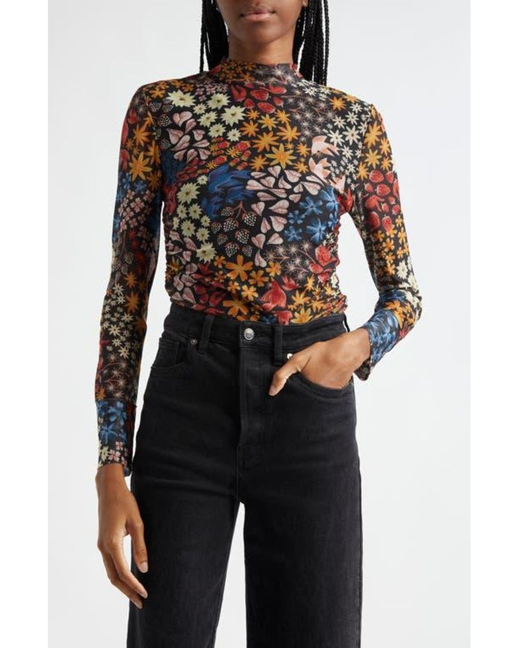 FARM Rio Jujus Garden Mesh Mock Neck Top | Lyst