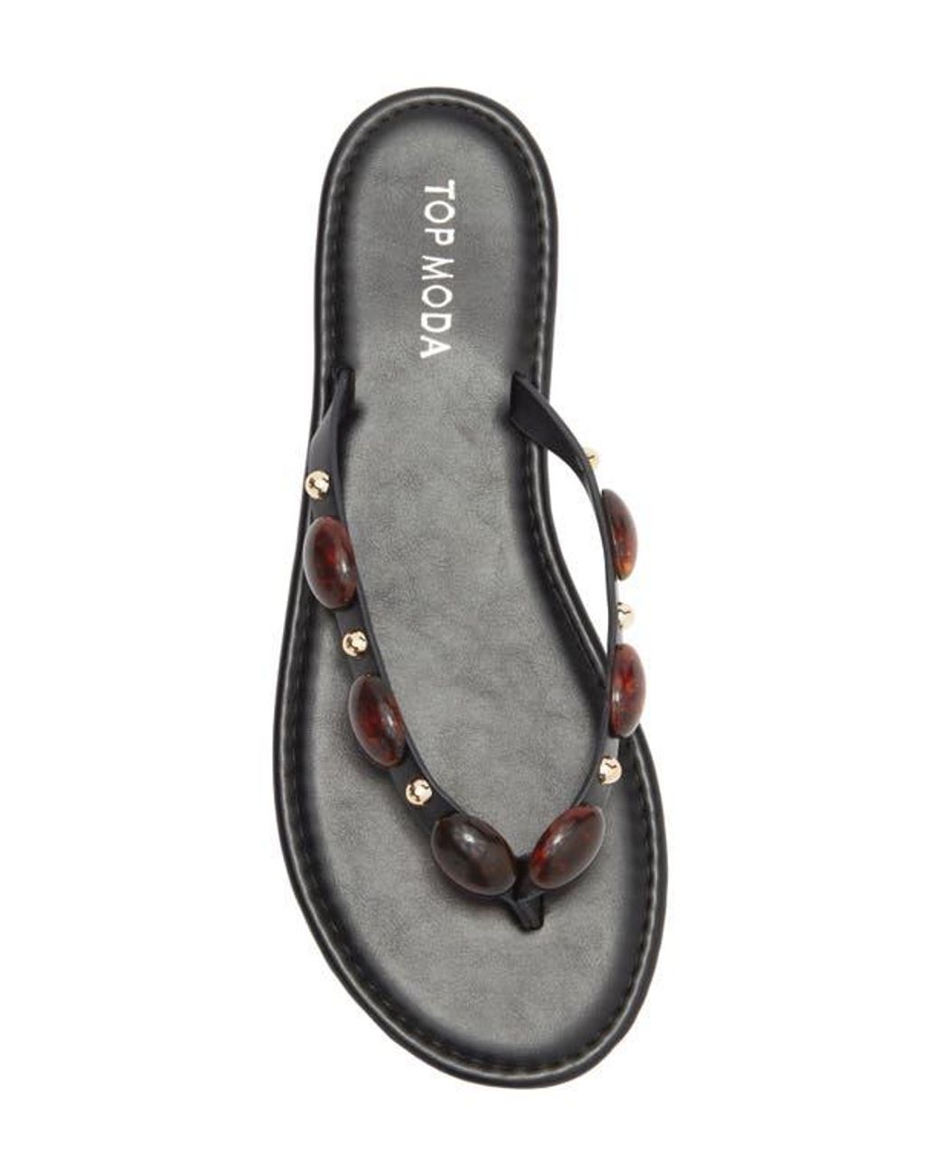 Top Moda Aria Studded Flip Flop in White | Lyst