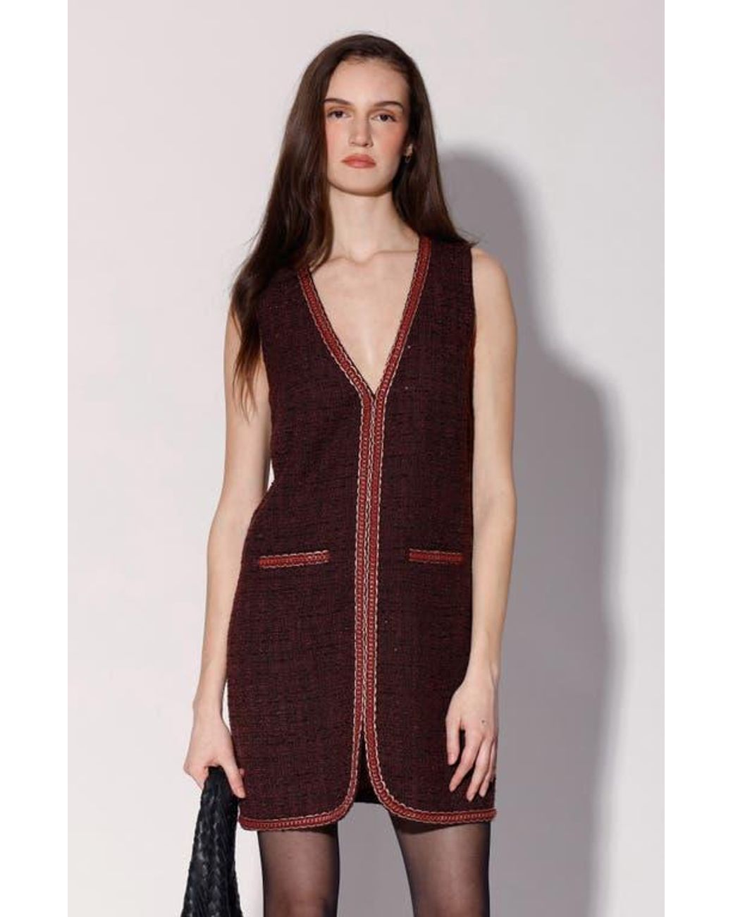 Walter Baker Evie Sleeveless Tweed Dress in Red | Lyst