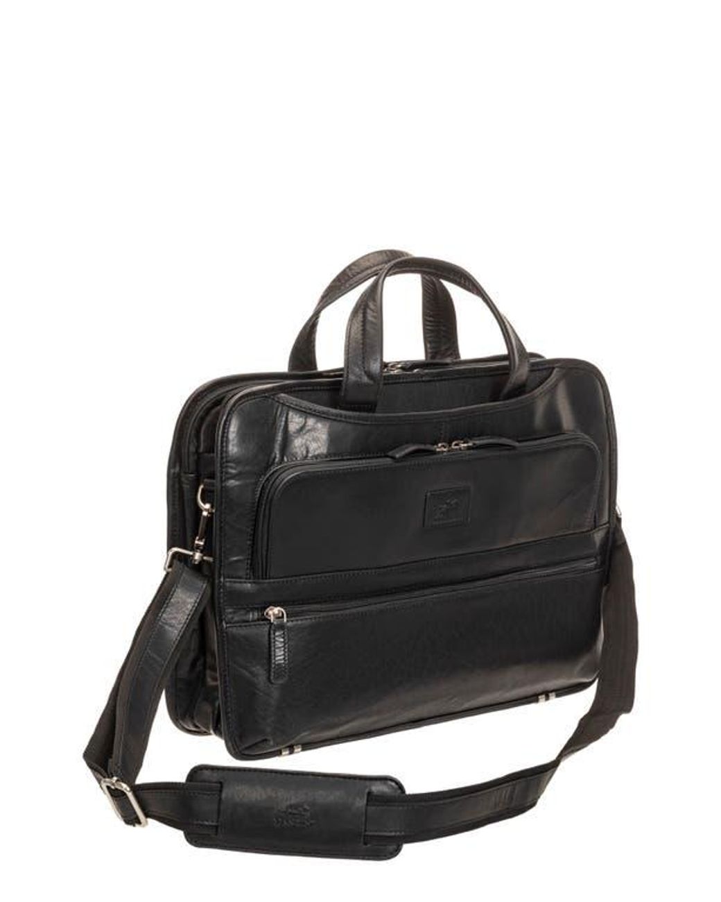 Mancini Triple Compartment Leather Briefcase in Black for Men | Lyst