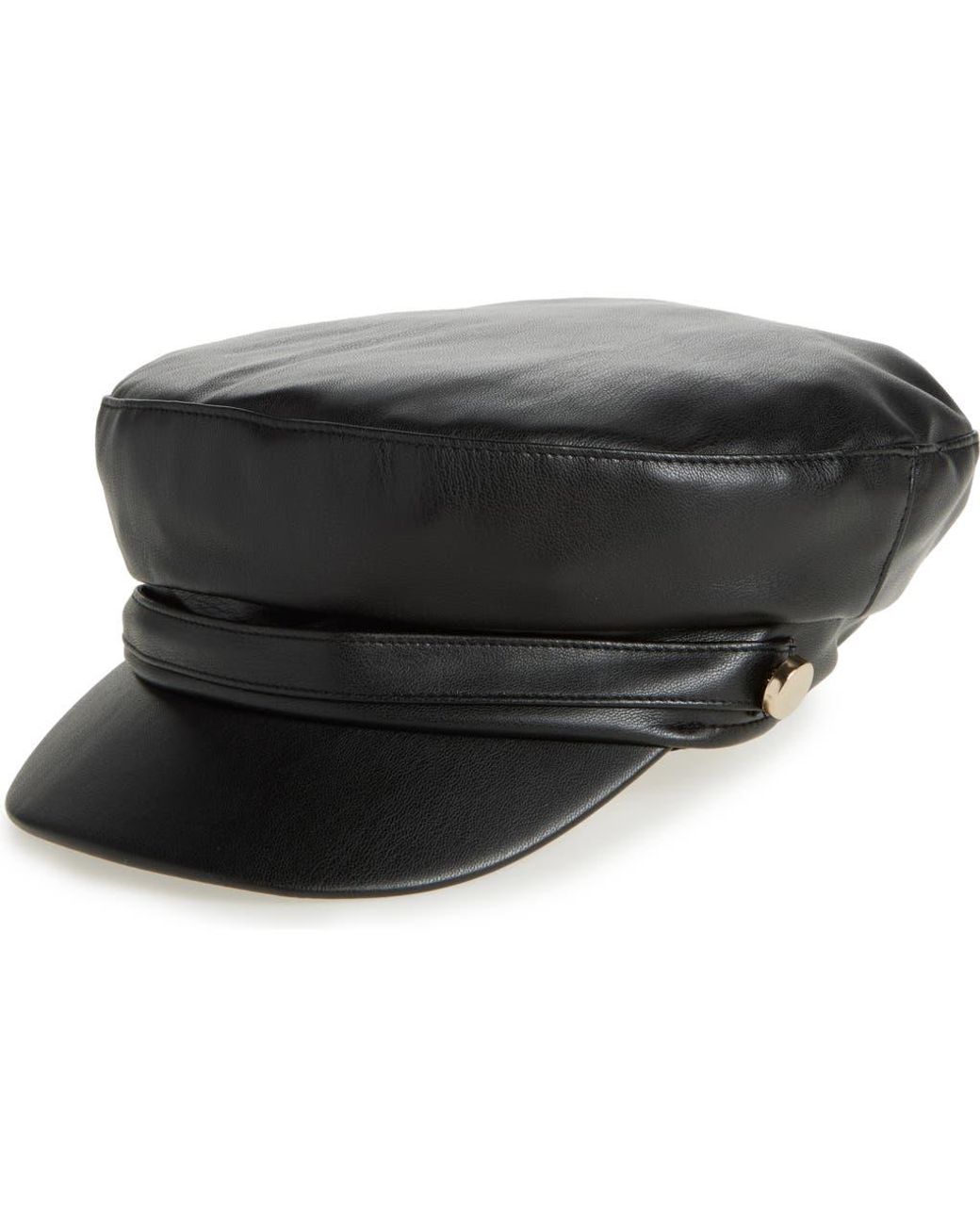 Vince Camuto Faux Leather Conductor Cap in Black | Lyst