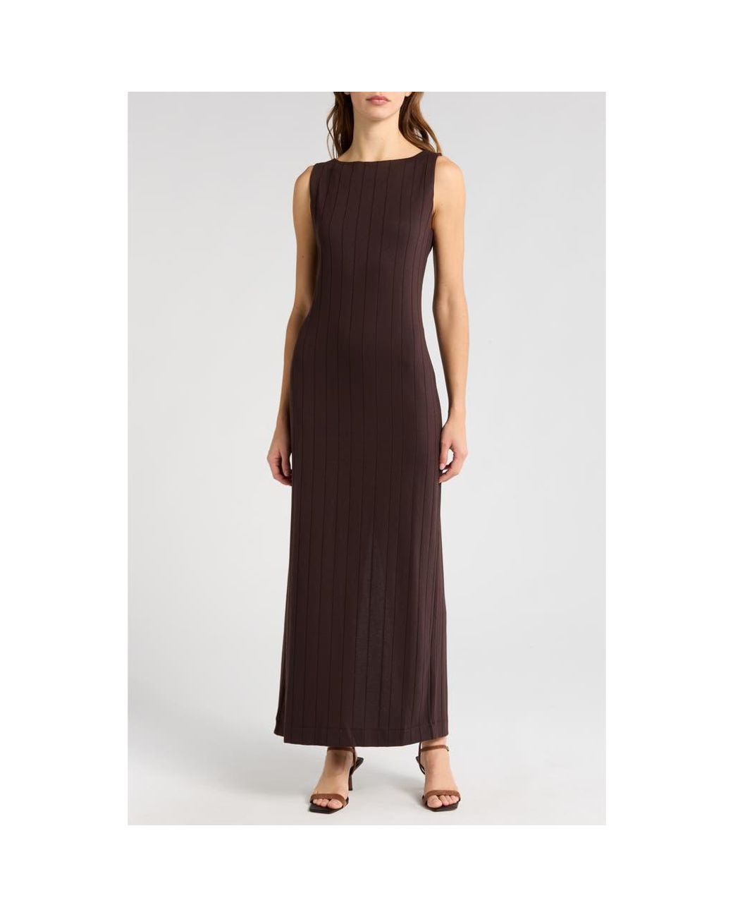 Rag & Bone Marie Wide Rib Tank Maxi Dress in Brown | Lyst