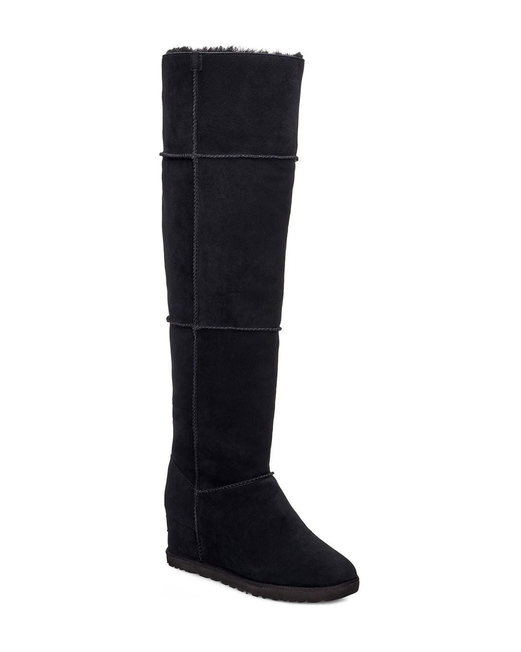 UGG Classic Femme Over-the-knee Sheepskin-lined Suede Boots in Black | Lyst