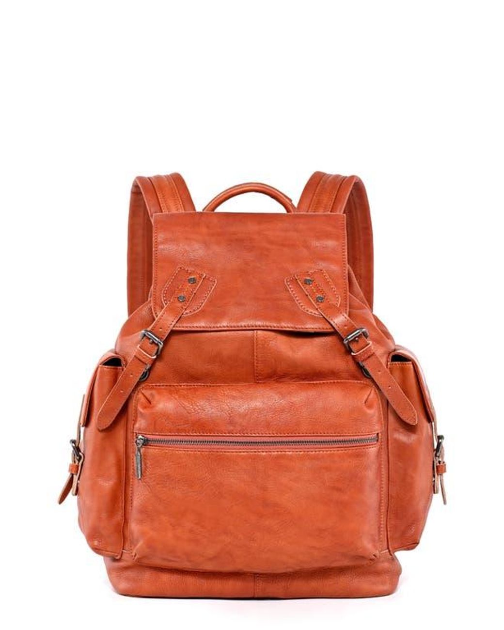 Old Trend Bryan Leather Backpack in Orange | Lyst