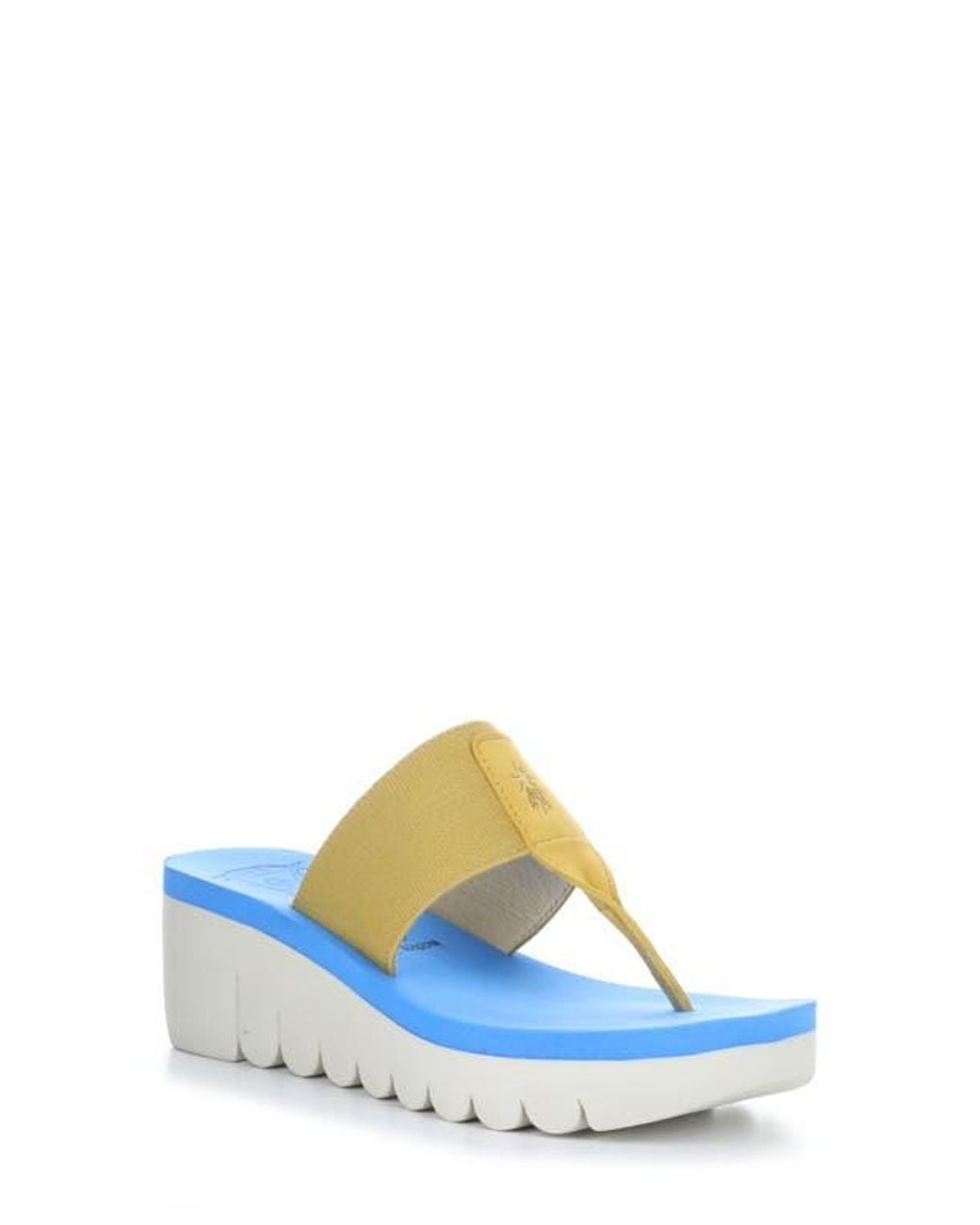 Fly London Yomu Wedge Flip Flop in Blue | Lyst