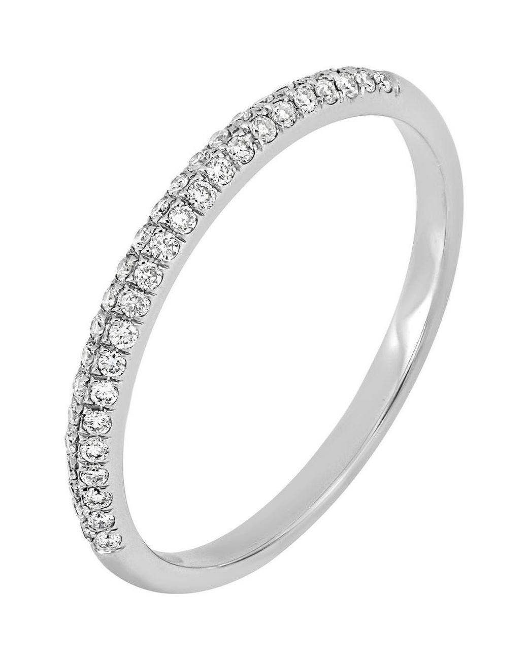 Bony Levy Bardot Pave Diamond Thin Stackable Band Ring in Metallic | Lyst