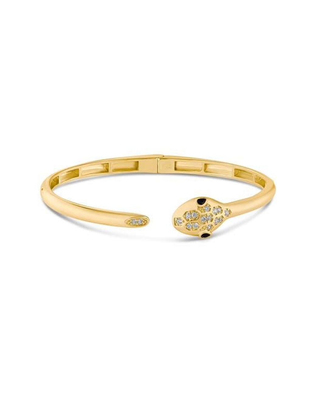 CZ by Kenneth Jay Lane Pavé Snake Head Hinged Bracelet in Metallic | Lyst