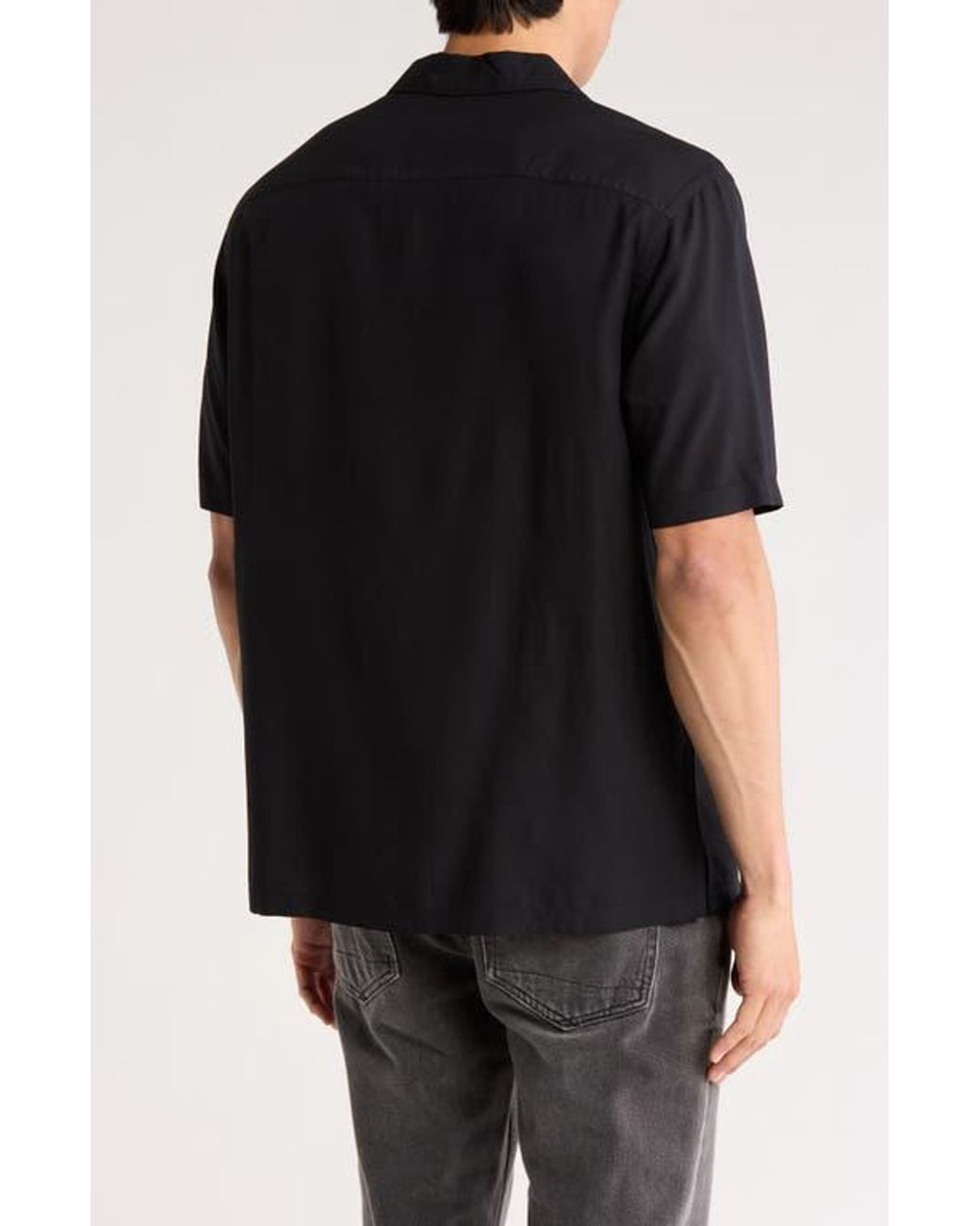 AllSaints Burman Camp Shirt in Black for Men | Lyst