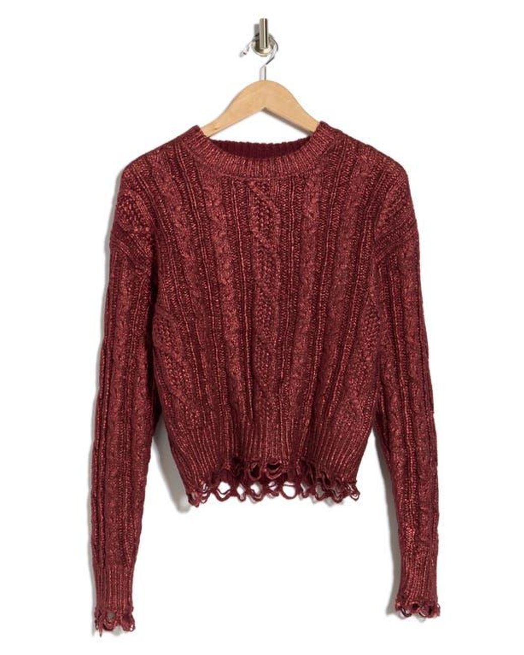 Vigoss Metallic Cable Stitch Sweater in Red | Lyst