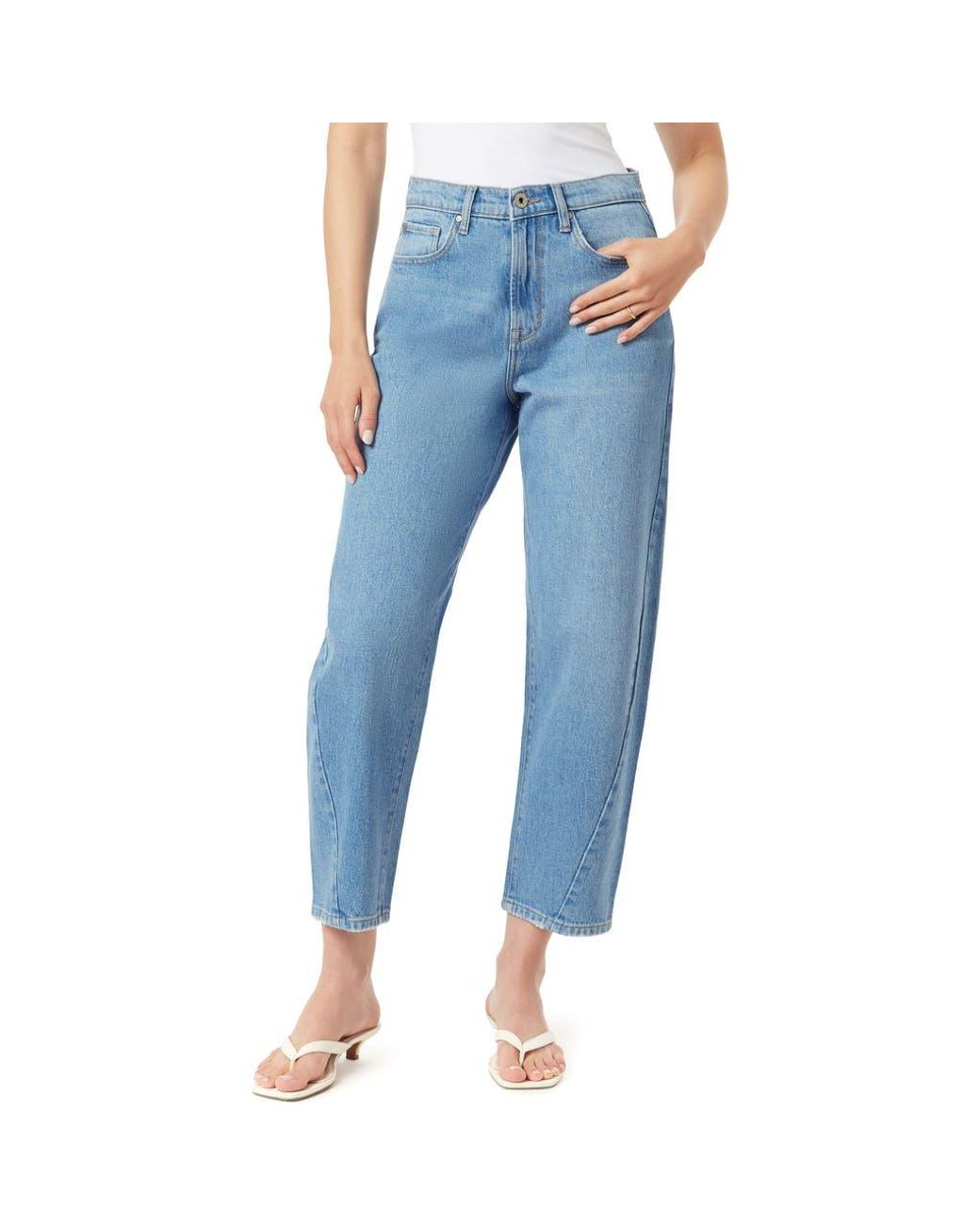 Kensie Forward Side Seam Barrel Leg Jeans in Blue | Lyst
