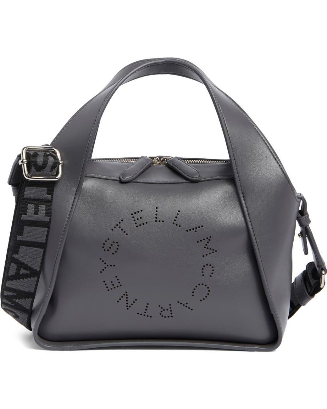 Stella McCartney Logo Line Faux Leather Crossbody Bag in Black | Lyst