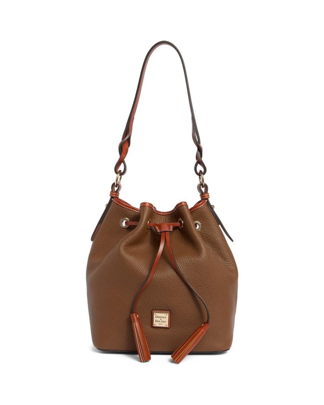 Dooney & Bourke Tasha Leather Drawstring Shoulder Bag in Brown | Lyst