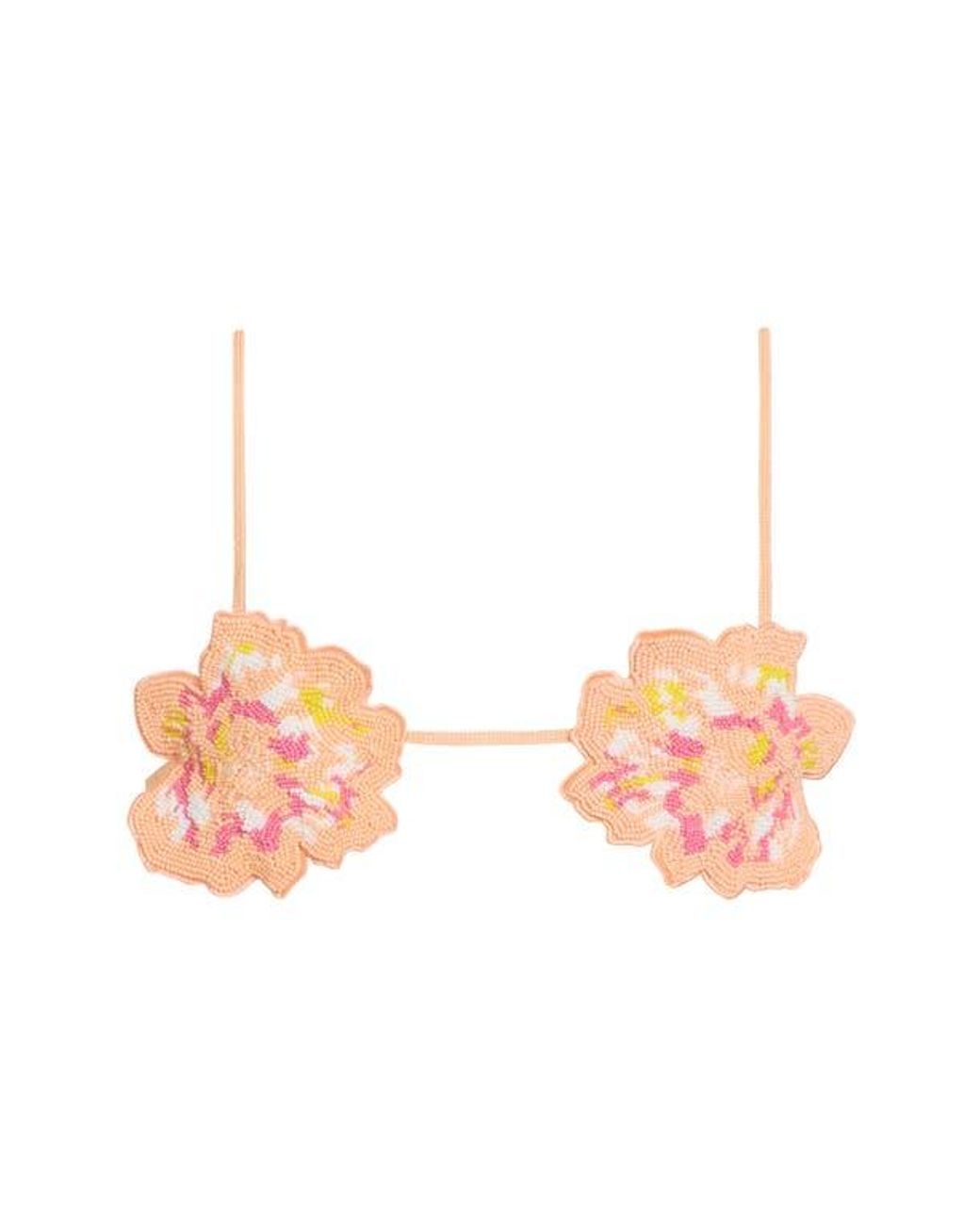 Maaji Florence Beaded Flower Bikini Top in Natural | Lyst