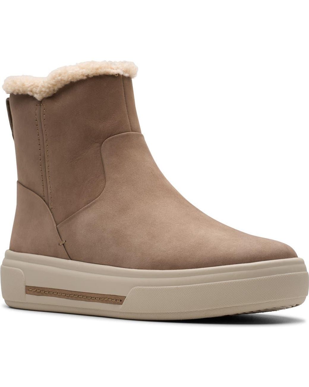 Clarks Hollyhock Lane Faux Fur Trim Boot in Brown | Lyst