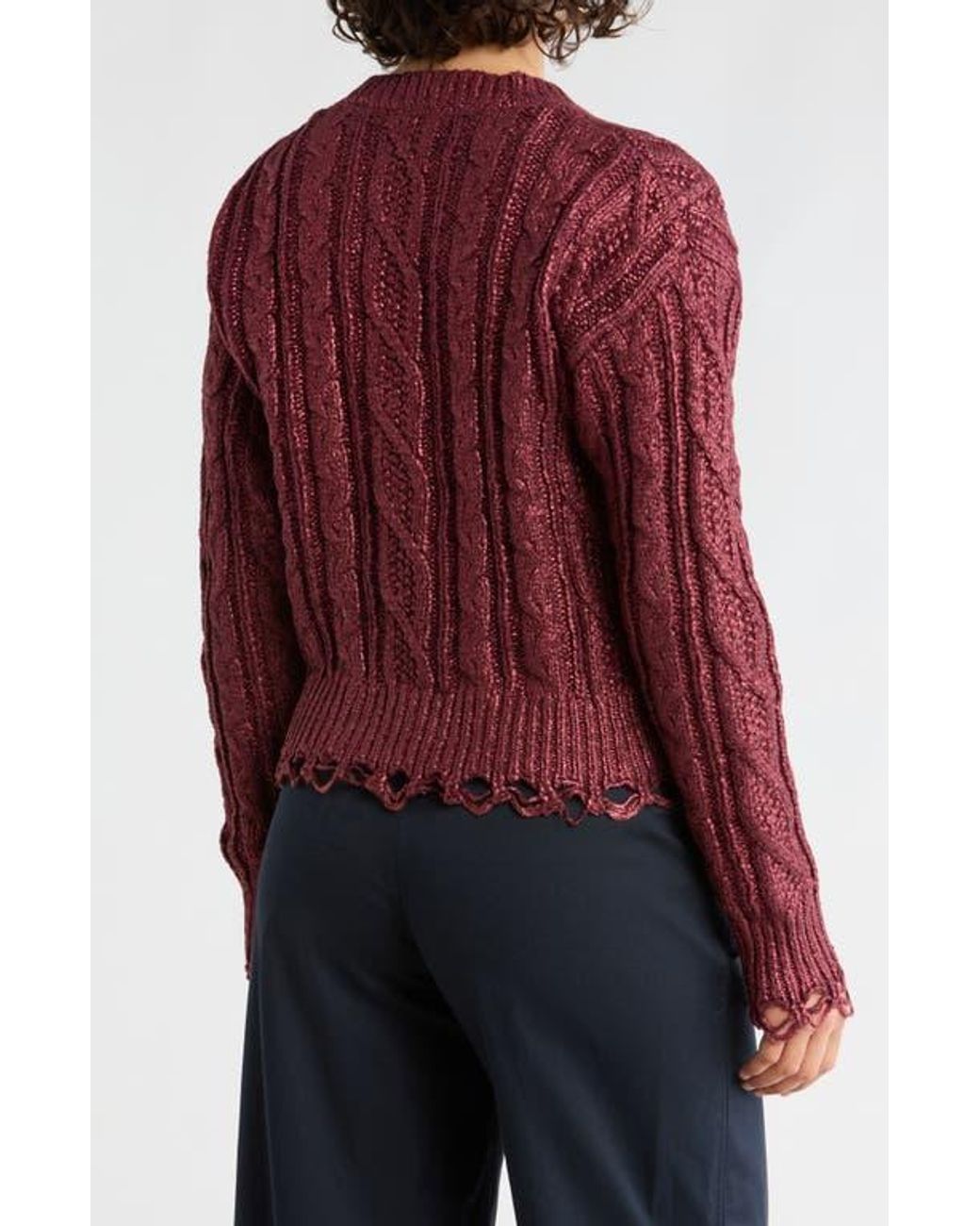 Vigoss Metallic Cable Stitch Sweater in Red | Lyst