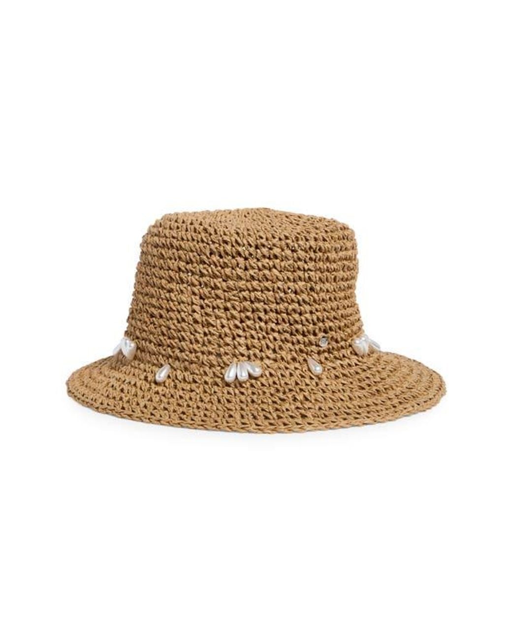 Steve Madden Faux Pearl Bucket Hat in Natural | Lyst