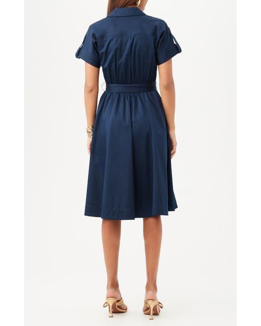 Trina Turk Commodore Fit And Flare Shirtdress in Blue | Lyst